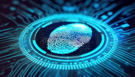 A Digital Fingerprint In Glowing Blue Hues Surrounded By Intricate Circuit Patterns Symbolizing