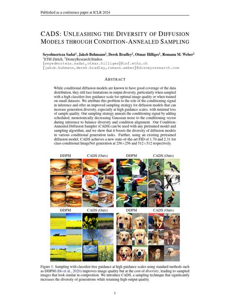 Cads Unleashing The Diversity Of Diffusion Models Through Condition Annealed Sampling Paper 1