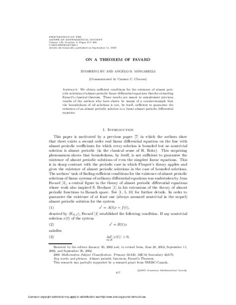 Pdf On A Theorem Of Favard
