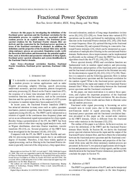 Pdf Fractional Power Spectrum