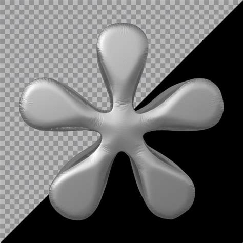 3d Rendering Asterisk Symbol Balloon Silver