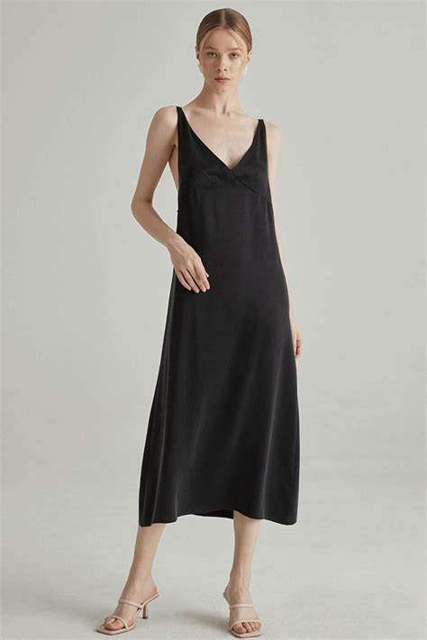 Black Silk Slip Dress Long Slip Dress Silk Slip Dress Dress