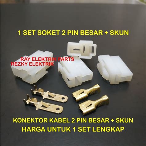 Jual Soket Kabel Motor 2 Pin Besar 1 Set Skun Kabel Socket