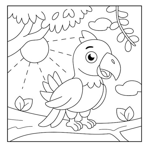 어린이 들 을 위한 귀여운 무새 색채 페이지 프리미엄 Ai 생성 벡터 어린이 들 을 위한 귀여운 무새 색채 페이지 프리미엄 Ai 생성 벡터