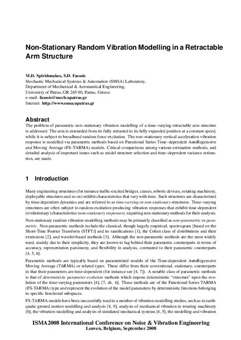 Pdf Nonstationary Random Vibration Modelling In A Retractable Arm Structure Spilios D