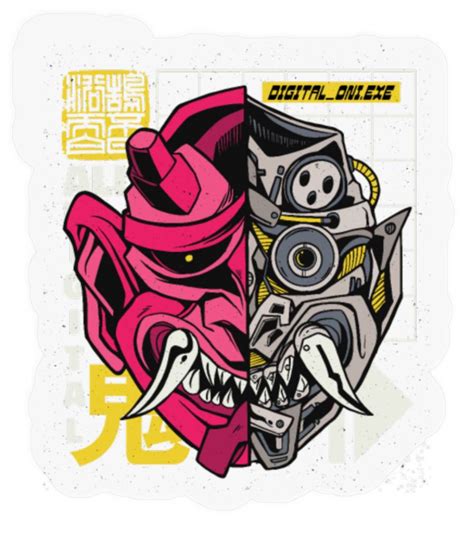 Cyber Oni Half Faced Red Japanese Demon Sold By Gustavo Tavares Sku
