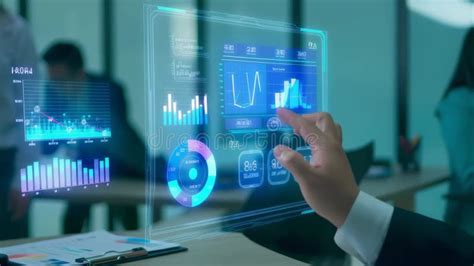 Interactive Augmented Reality Data Visualization In Modern Office Environment Stock Video