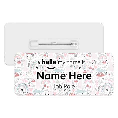 Hello My Name Is Name Badge Boho Woodland Rainbow Personalised Badge Hello My Name Is