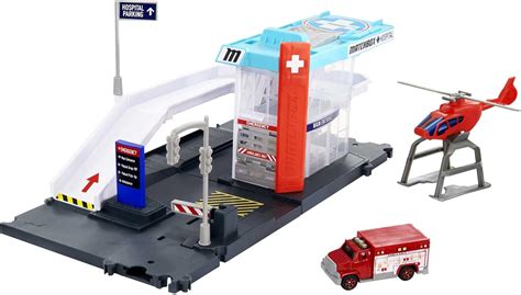 Matchbox Cars Playset Action Drivers Helicopter Rescue