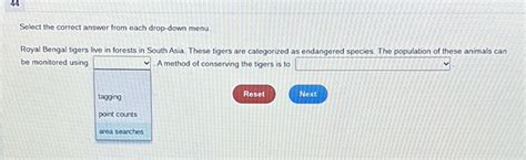 44 select the correct answer drop down menu royal bengal tigers live