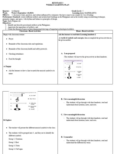 Mapeh 5 Weekly Learning Plan Week 1 2 Pdf Learning Behavior Modification