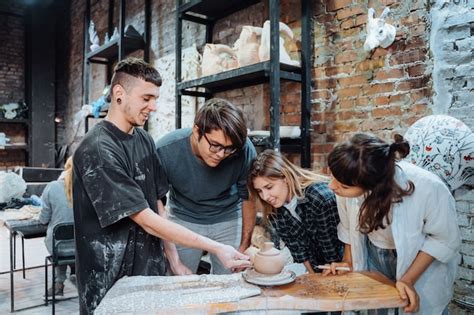 Free Photo Making A Handmade Clay Pot Pottery Lesson With Master
