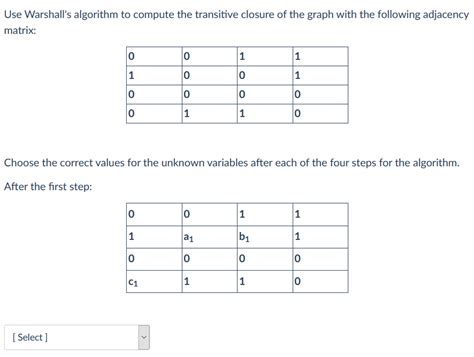 Solved Use Warshalls Algorithm To Compute The Transitive