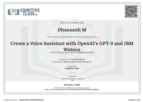 Dhanuesh M On Linkedin Cognitiveclass Course