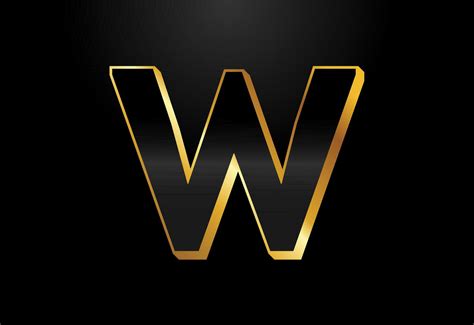 Gold And Black Color Alphabet W Elegant Gold Color Alphabet Vector