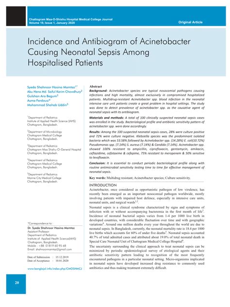 Pdf Incidence And Antibiogram Of Acinetobacter Causing Neonatal Sepsis Among Hospitalised Patients
