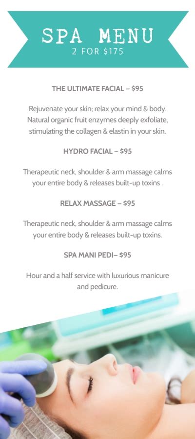 Beautiful Spa Menu Template Mycreativeshop