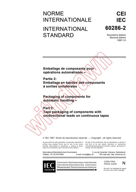 Iec 60286 2 1997 Packaging Of Components For Automatic Handling