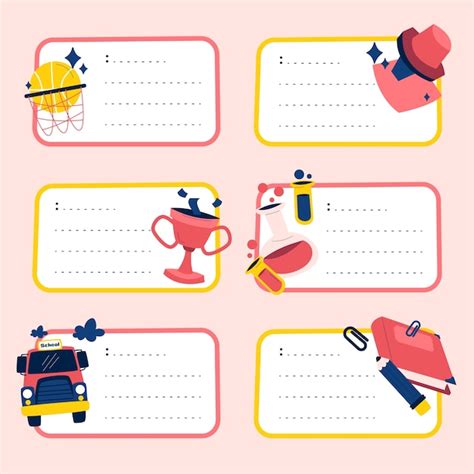 Free Vector Hand Drawn Notebook Labels Design