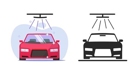 세차 서비스 아이콘 그림 기호 또는 차량 자동 청소 세차 샤워 간단한 실루엣 플랫 프리미엄 벡터