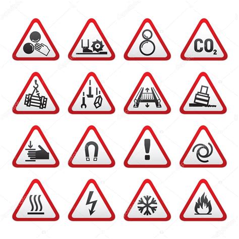 Set Simple Of Triangular Warning Hazard Signs Stock Vector Ecelop