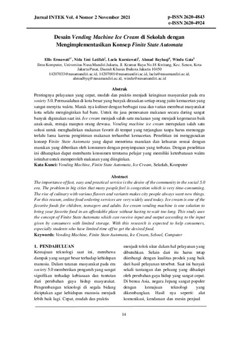 Pdf Desain Vending Machine Ice Cream Di Sekolah Dengan Mengimplementasikan Konsep Finite State