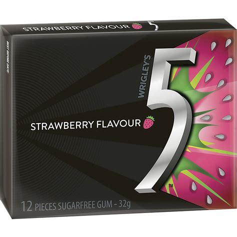 Wrigleys 5 Sugarfree Gum Strawberry 12ce 32g Woolworths