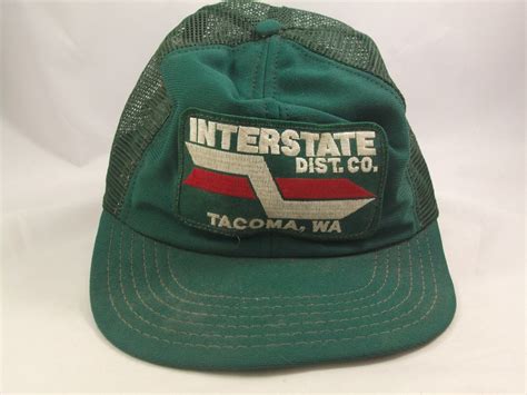 Interstate Dist Co Tacoma Wa Patch Hat Vintage Green Snapback Trucker Cap Made Usa Etsy