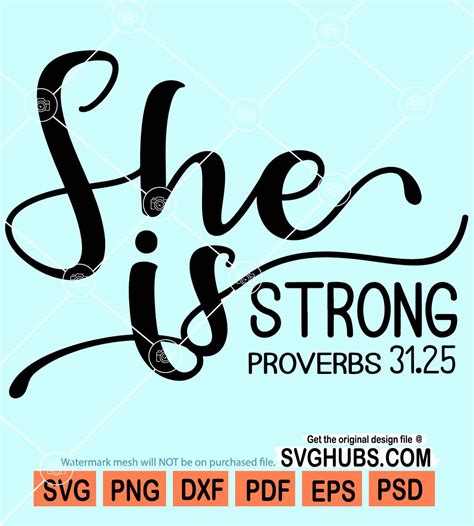 She Is Strong Svg Bible Verse Svg Bible Scripture Svg Faith Svg