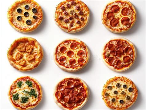 Colorful Mini Pizzas With Various Toppings A Delicious Party Snack Or