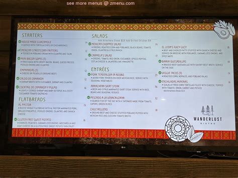 Menu At Wanderlust Bistro Restaurant Victor