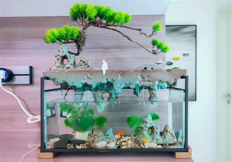 天空之城 流水造型MOMOYOO水光山色鱼缸体验萌新养鱼记 智能界智能科技聚合推荐平台引领未来智能生活