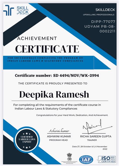 Deepika Ramesh On Linkedin Keeplearningkeepgrowing Certifiedlabourlaw