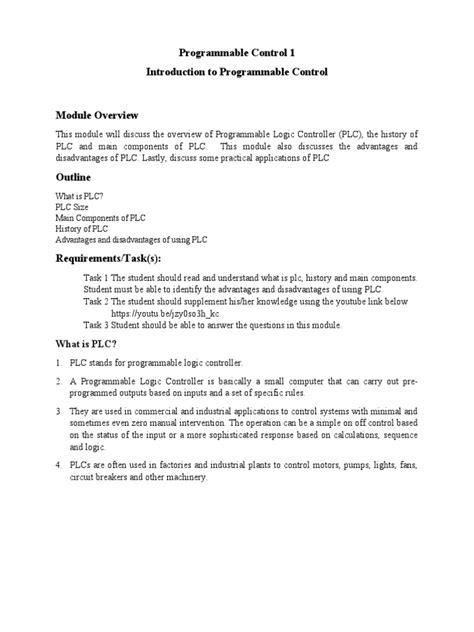 1 Introduction To Plc Programmable Control 1 Pdf Programmable Logic Controller Input