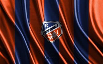 Descargar 4k Fc Logo De Cincinnati Mls Textura De Seda Azul Naranja