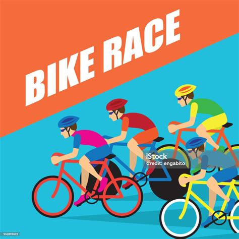 자전거 랠리 이벤트에 대 한 전문 레이스에서 사이클 선수의 그룹 벡터 일러스트 레이 션 Cycling Event에 대한 스톡