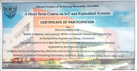Rahul R On Linkedin Iot Embeddedsystems Workshop Learning Nitk Technology Innovation