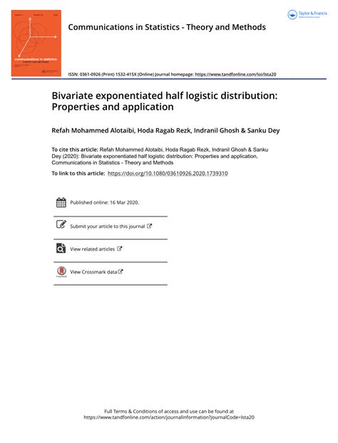 Pdf Bivariate Exponentiated Half Logistic Distribution Properties And Application