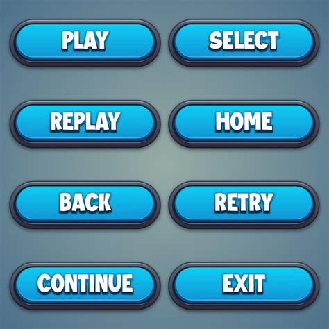 premium vector game ui set of blue buttons in cartoon style gui to