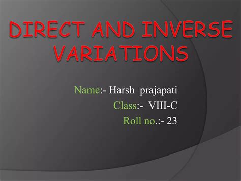 Direct And Inverse Variation PPTX