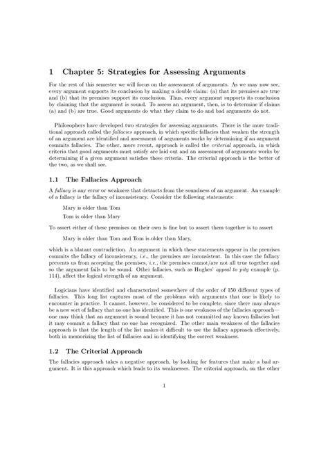 1 Chapter 5 Strategies For Assessing Arguments Lecture Notes