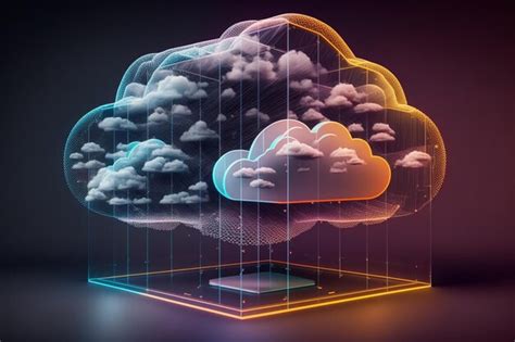 Premium Ai Image Colorful Cloud Computing Server System Modern Networking Technology Concept