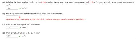 Solved A Calculate The Linear Acceleration Of A Car The Chegg Com