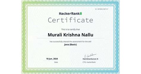 Murali Krishna Nallu On Linkedin Hackerrank Skill Certificate