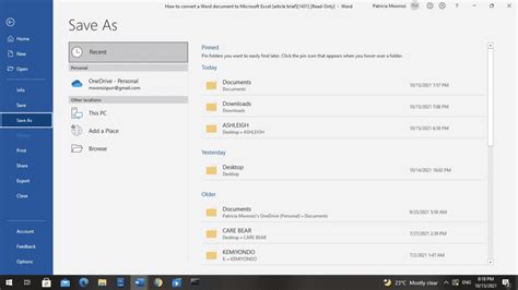 how to convert a word document to microsoft excel