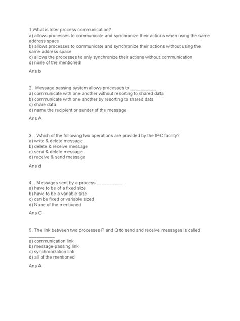 Rtos Unit 5 Mcq Pdf Process Computing Message Passing