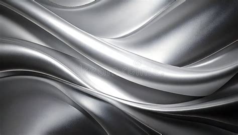 Fluid Metallic Waves Create An Abstract Design With Smooth Overlapping Curves Stock
