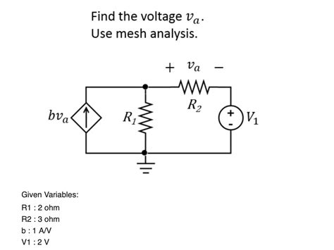 solved find the voltage va use mesh analysis given