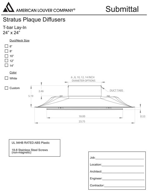 Stratus White Plastic Plaque Style 2x2 Air Diffuser