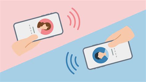 핸드헬드 스마트폰과의 무선 통신을 통한 매칭 및 정보 교환 Brand Name Smart Phone에 대한 스톡 벡터 아트 및 기타 이미지 Brand Name Smart